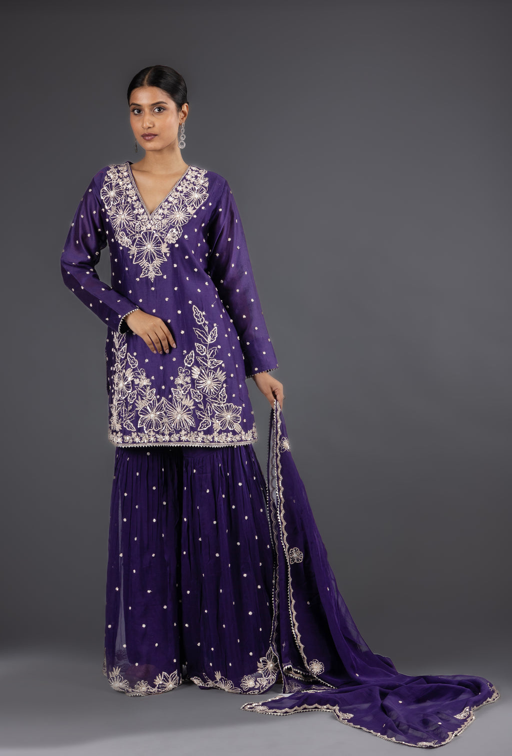 Opulent Deep Purple Sharara Set – Snusha